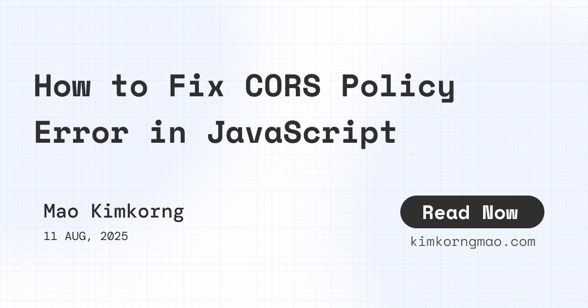 How to Fix CORS Policy Error in JavaScript - Kimkorng Mao